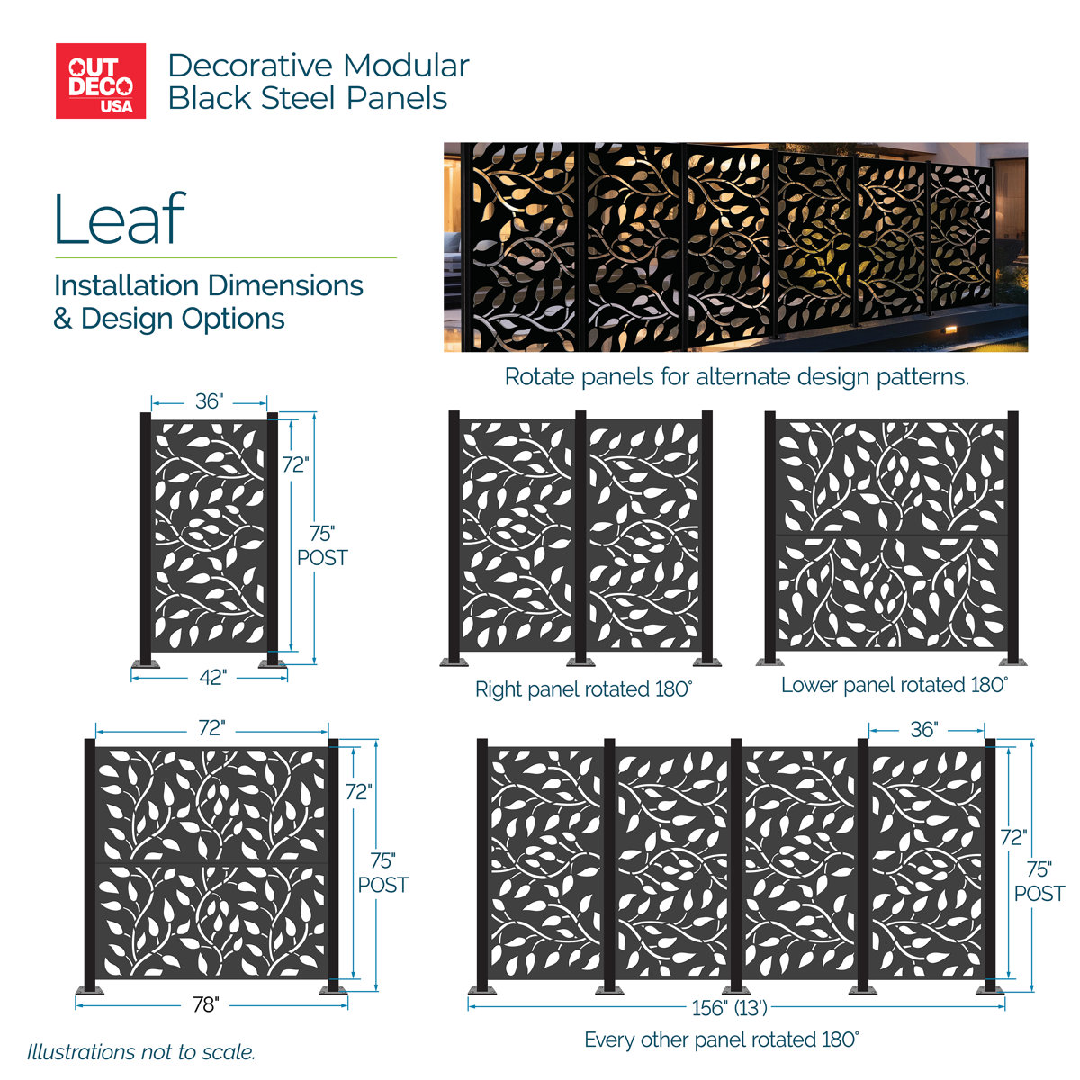 OUTDECO Galvanized Powder Coated Steel Leaf Decorative Panel | Wayfair